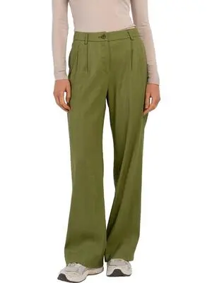 KETTLEWELL Iona Linen Wide-leg Pants - Olive