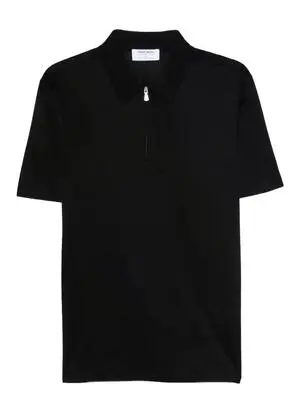 GRAN SASSO Zip-up Polo Shirt - Black