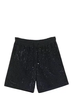 VENUJA Drawstring Crystal-embellished Shorts - Black