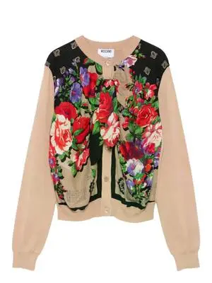Moschino Floral-print Cardigan - Neutrals