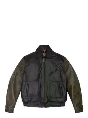DENIM TEARS Colour-block Leather Jacket - Black
