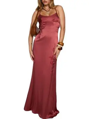 Princess Polly Bead Detail Strappy Back Gown - Red