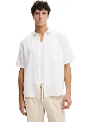 COTTON ON Relaxed Linen Short Sleeve Shirt - White