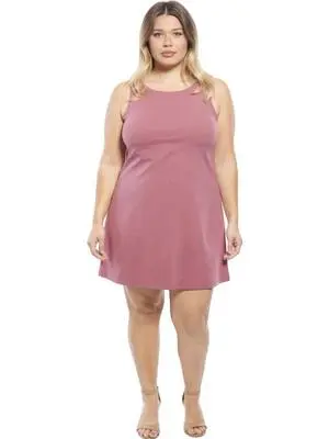 24SEVEN COMFORT APPAREL Sleeveless Mini Shift Dress - Rose