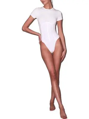 FLEUR DU MAL Organic Cotton T-shirt Bodysuit - Ivory