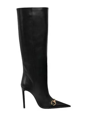 Gucci Donna Over-the-knee Leather Boots With Horsebit Detail - Black