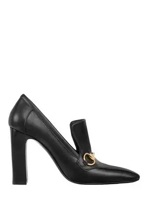 Gucci Leather Heeled Loafer - Black