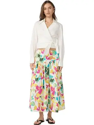 Diane Von Furstenberg Suni Midi Skirt - Island Orchid Multi White