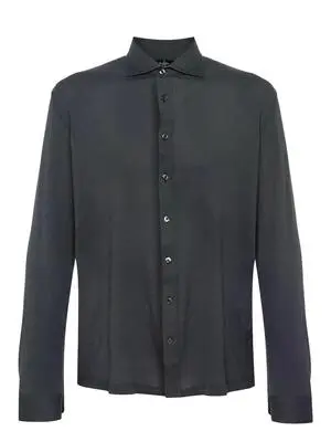 BARBA NAPOLI Cutaway-collar Cotton Shirt - Grey