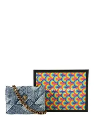 Kurt Geiger Micro Kensington Quilted-denim Crossbody Bag - Blue