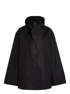 TOTEME Hooded Scarf-effect Cotton Jacket - Black