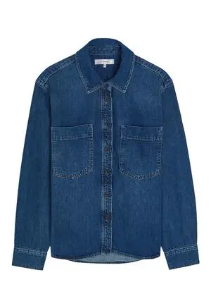 FRAME Shirt With Patch Pockets And Curved Hem - Blue