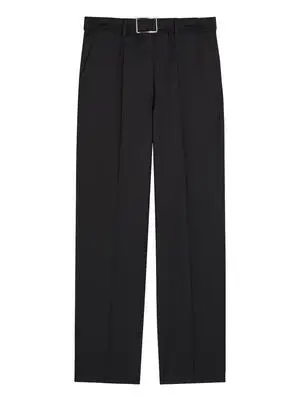 Sportmax Belted Straight-leg Wool-blend Trousers - Black