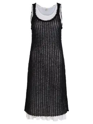 TOTEME Layered Mohair-blend Midi Dress - Black