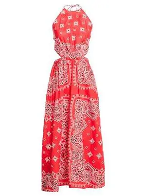 Sandro Maxi Dress In Cotton With Paisley Print - Red