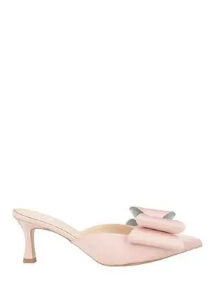 OVYE OVYÉ Satin Mules With Bow Detailing Blush
