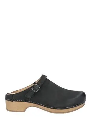 Dansko Leather Clogs With Block Heel - Black