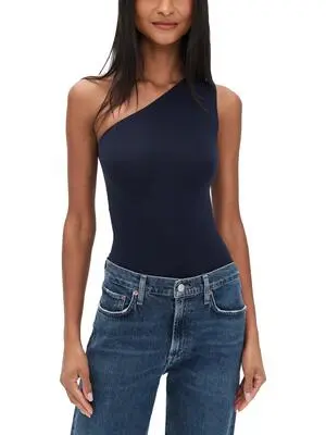 Commando One Shoulder Thong Bodysuit - Navy