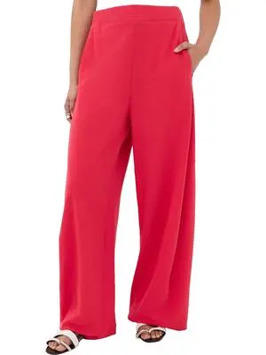 Tibi Lightweight Sweatshirting Wide Leg Pants - Red