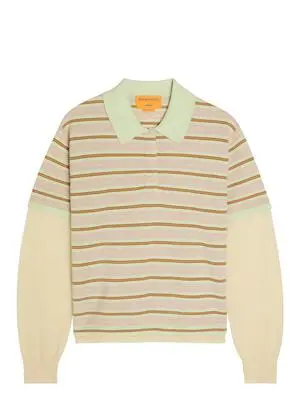 Guest In Residence Layered Striped Cashmere Rugby Jumper - Yellow