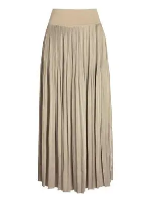 JOSEPH Pleated Satin Midi Skirt - Beige