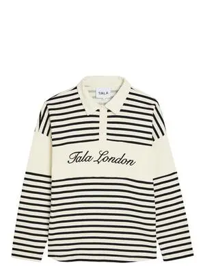 TALA Striped Cotton-blend Polo Jumper - Ivory