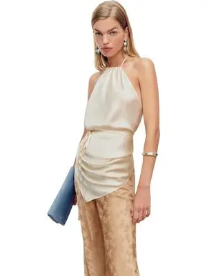 REFORMATION Una Silk Scarf Top - Ivory