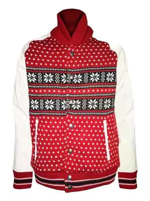 MOSTLY HEARD RARELY SEEN Patterned Varsity Jacket - Red