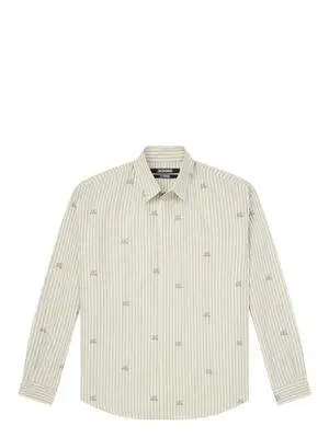 Jacquemus Embroidered Striped Cotton Shirt - Neutrals