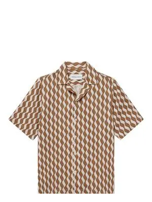 Frescobol Carioca Roberto Camp-collar Printed Linen Shirt - Neutrals