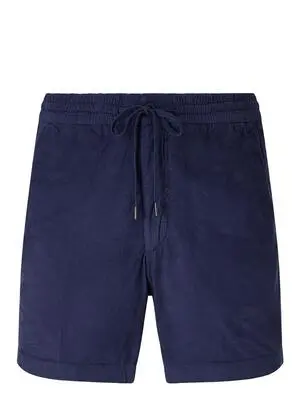 SLOWEAR Straight-leg Cotton-corduroy Drawstring Shorts - Blue