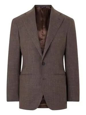 SAMAN AMEL Slim-fit Wool, Silk And Linen-blend Suit Jacket - Gray