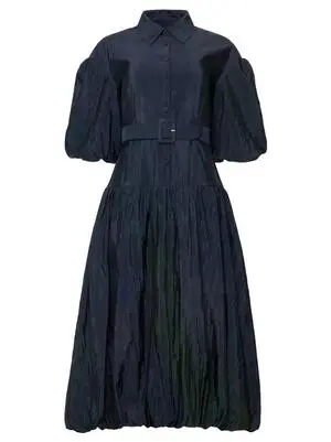 Cinq À Sept Daliah Puff-sleeve Belted Midi Dress - Blue