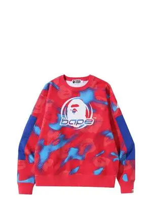 A BATHING APE Stroke Camo Relaxed Fit Crewneck Sweatshirt - Red