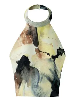 LA FUORI Abstract Burst Halter Top - Print