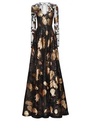 NAEEM KHAN Sequined Lace Gown
