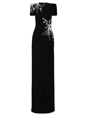 Naeem Khan Hand-beaded Embroidered Crepe Gown - Black