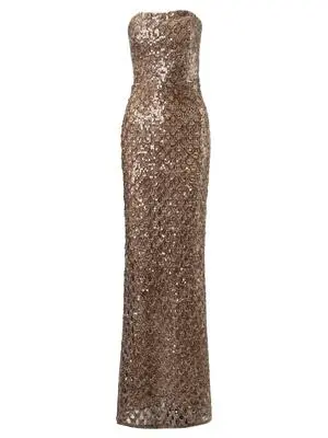 LA FUORI Scales Of Gold Column Dress - Brown