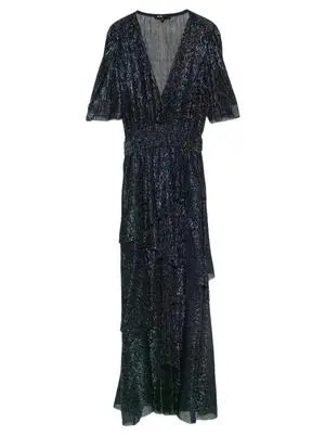 Maje V-neck Ruffled Midi Dress - Blue