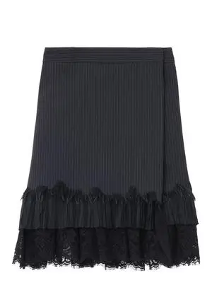 Alexander McQueen Pinstriped Wrap Mini Skirt Navy