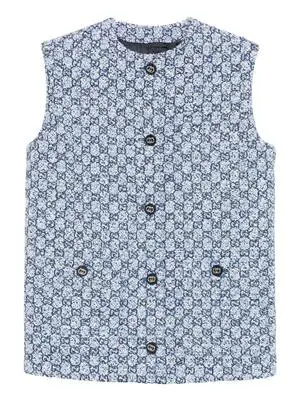 Gucci Gg Tweed Vest - Sky Blue