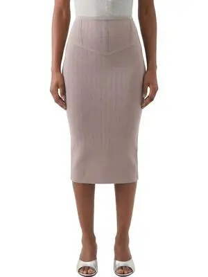 Patrizia Pepe Jersey Midi Skirt - Grey