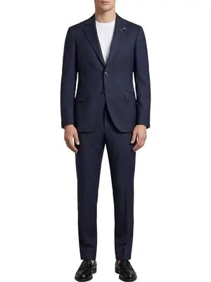 LARDINI Single-breasted Virgin Wool Suit - Navy
