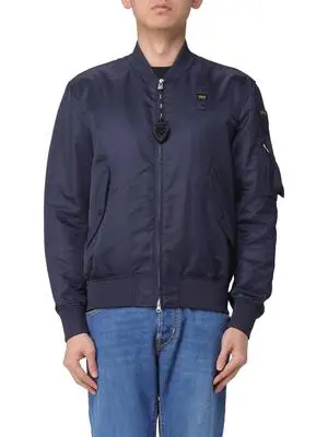BLAUER. Blauer Nylon Bomber Jacket With Logo Blue