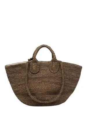 IBELIV Handwoven Raffia Tote - Brown