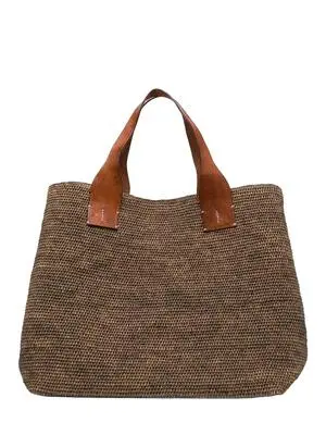 IBELIV Ibeliv Black Woven Tote Bag Brown
