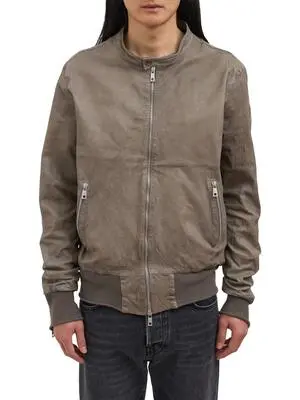 GIORGIO BRATO Leather Bomber Jacket - Green