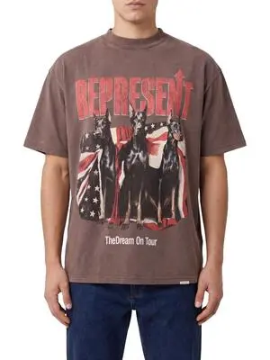REPRESENT Printed Cotton T-shirt - Black 1