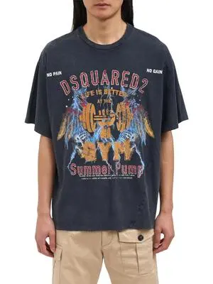 Dsquared2 Printed Cotton T-shirt - Black
