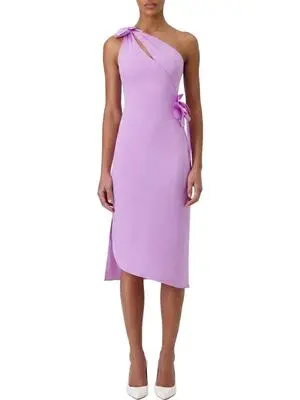Coperni One-shoulder Draped Dress With Tie Detail - Violet